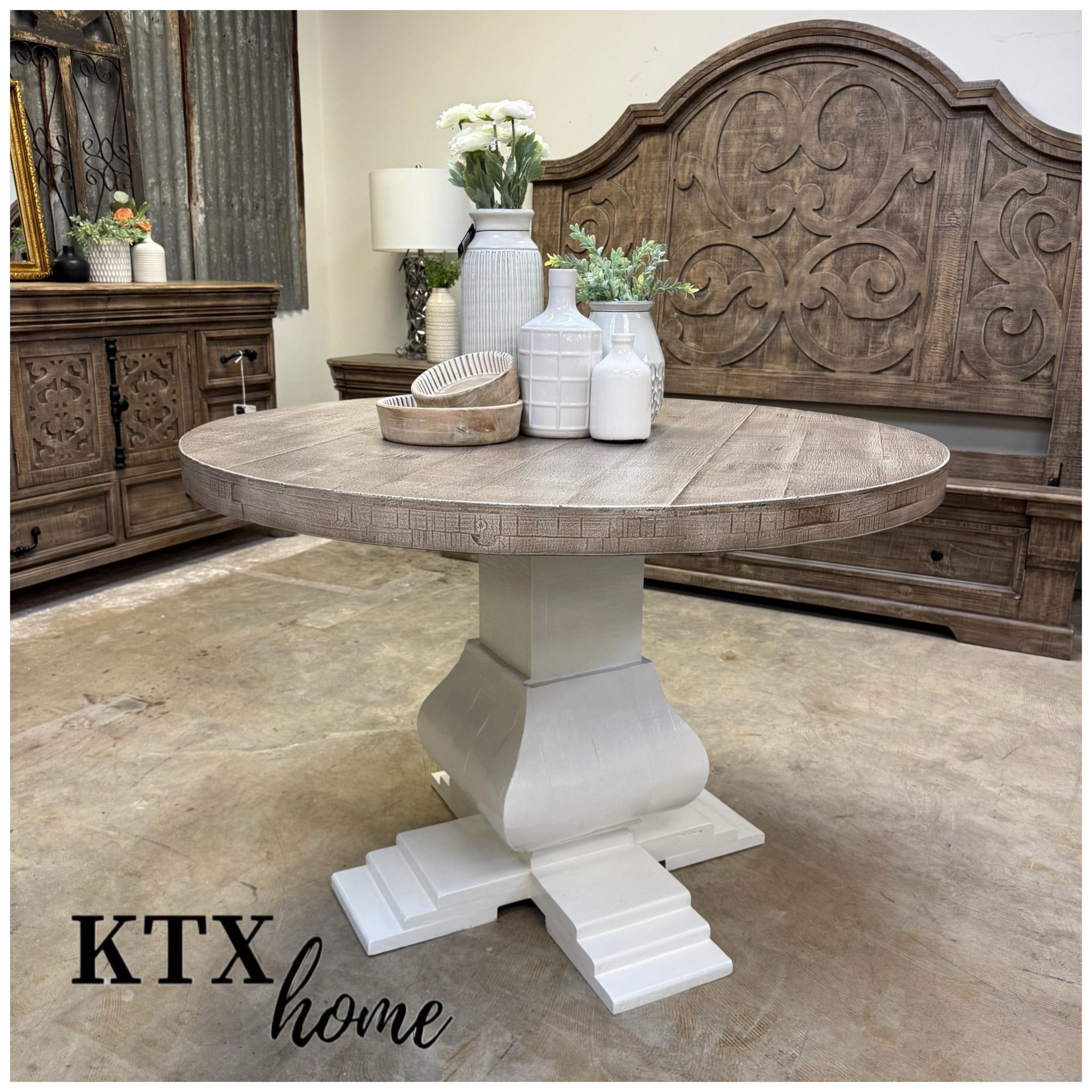 5019 - Round pedestal table white base – KTX Home